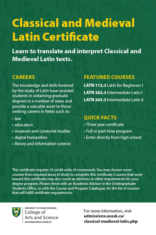 Certificates - Arts & Science - University of Saskatchewan